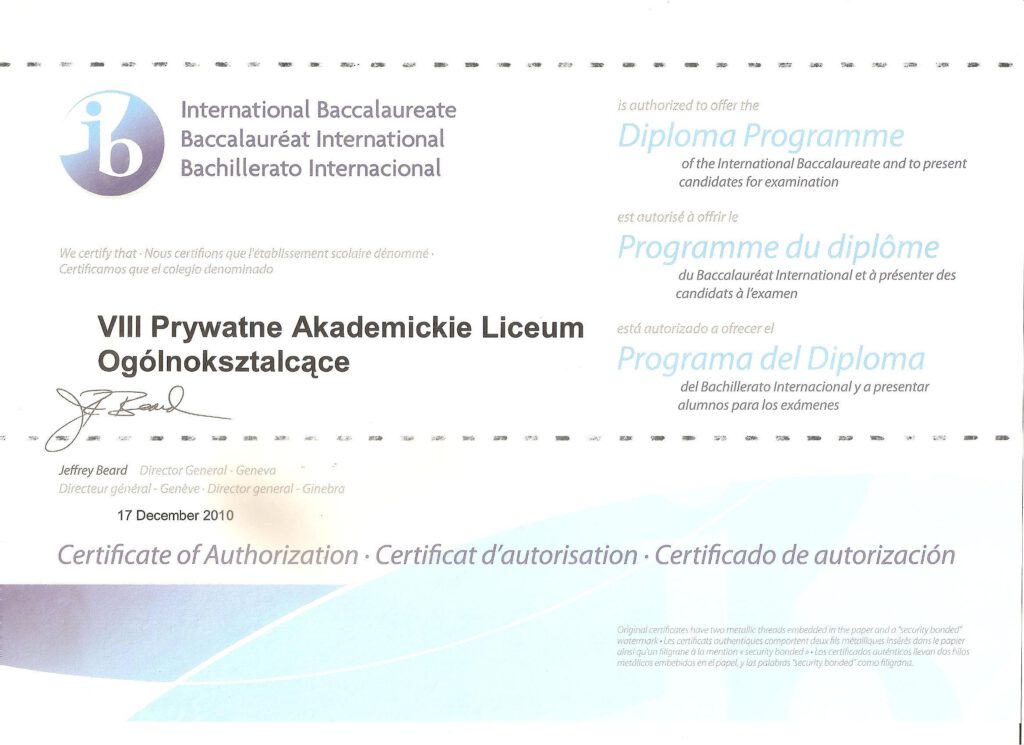 Uprawnienia szkoły – VIII Prywatne Akademickie Liceum Ogólnokształcące ...